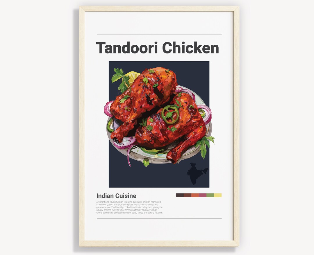 TANDOORI CHICKEN POSTER | Minimalist Indian Tandoor Chicken Wall Art ...
