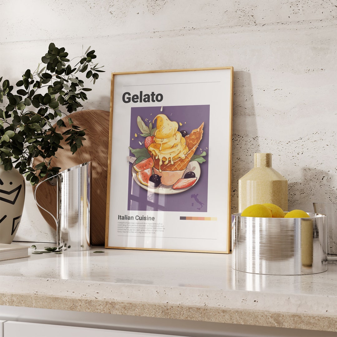 ITALIAN GELATO POSTER Minimalist Wall Art Decor Digital Prints Poster ...