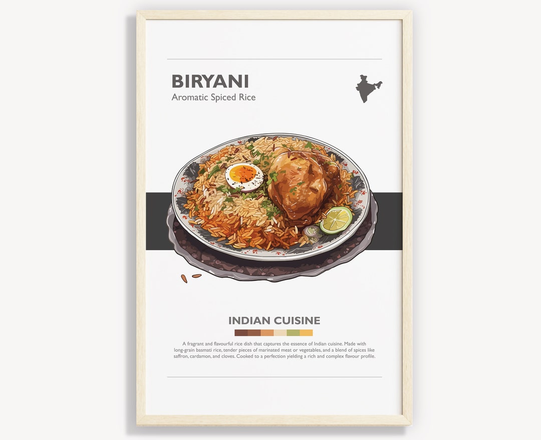 INDIAN BIRYANI POSTER | Minimalist Biryani Wall Art Decor | Digital ...