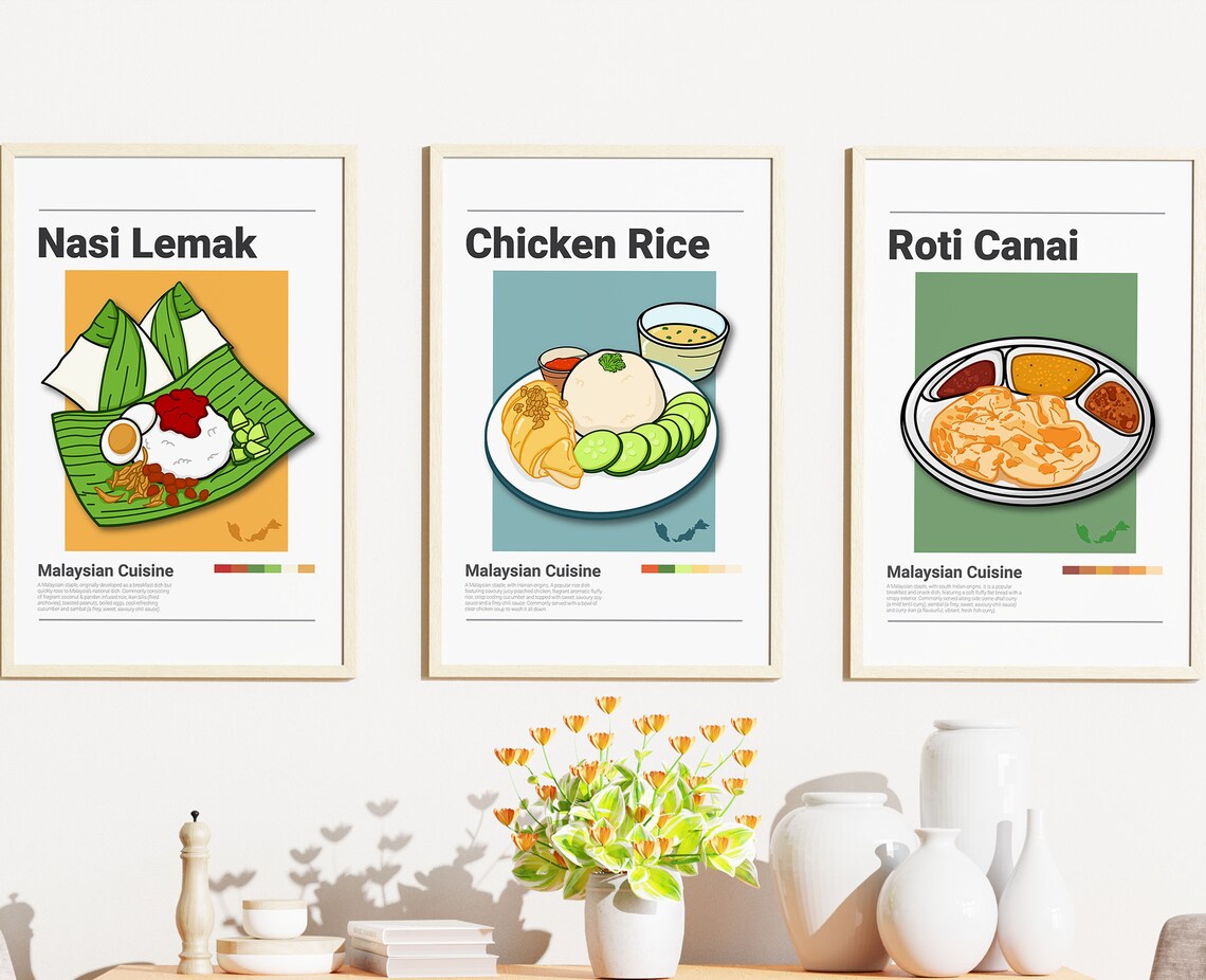 Malaysia Food Poster Bundle Set of 3 Wall Art Decor - Etsy