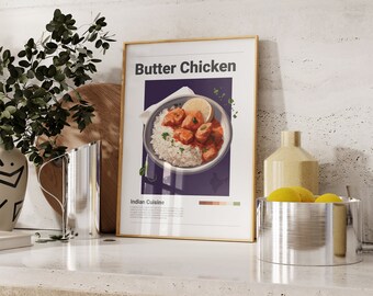 BUTTER CHICKEN POSTER Minimalist Indian Butter Chicken Wall Art Decor ...