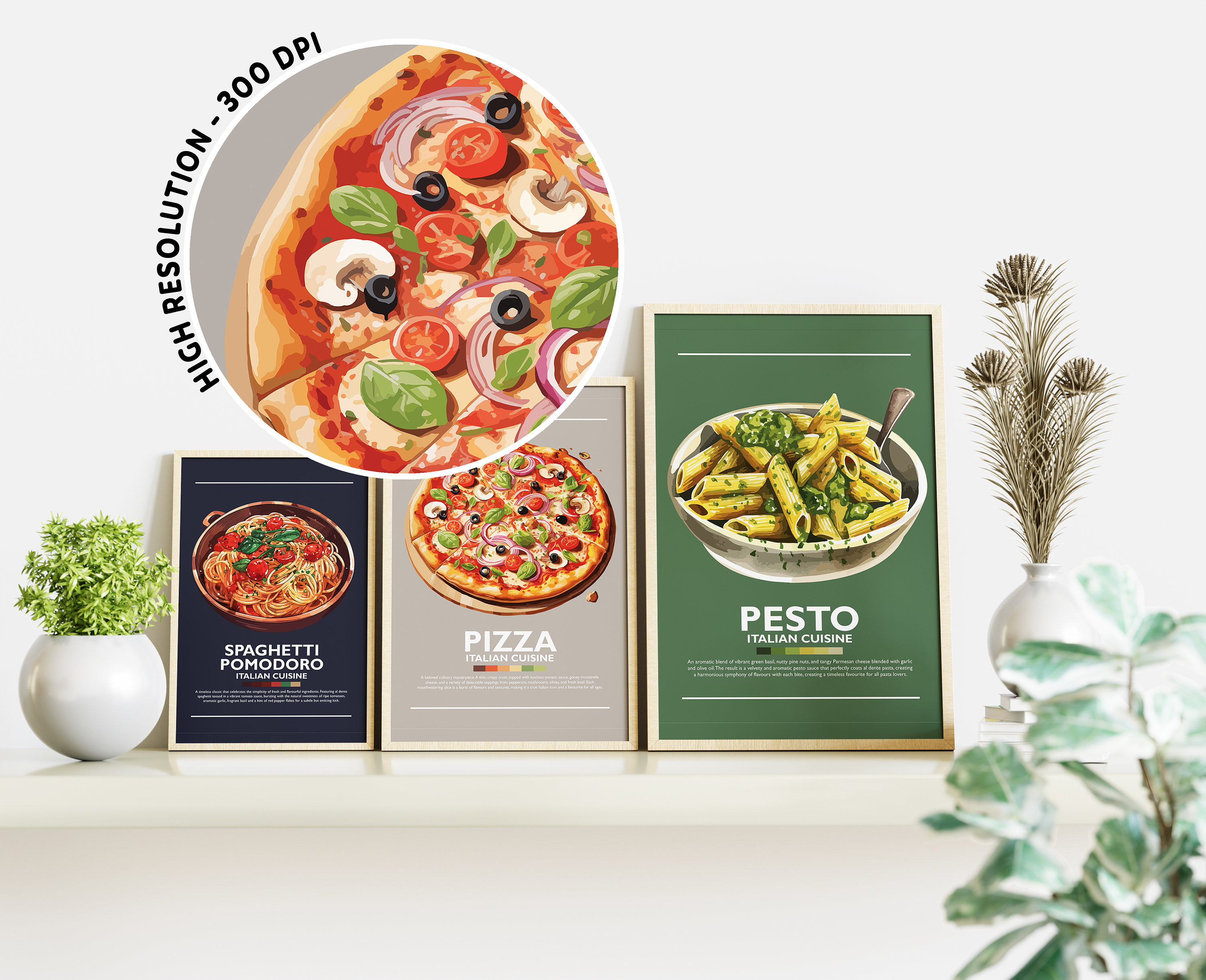 Italian Food Poster Bundle, Minimalist Wall Art Decor, Digital Prints ...