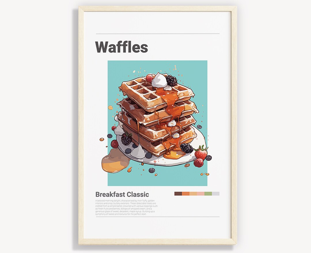 WAFFLES POSTER | Breakfast Poster | Minimalist Wall Art Decor | Digital ...