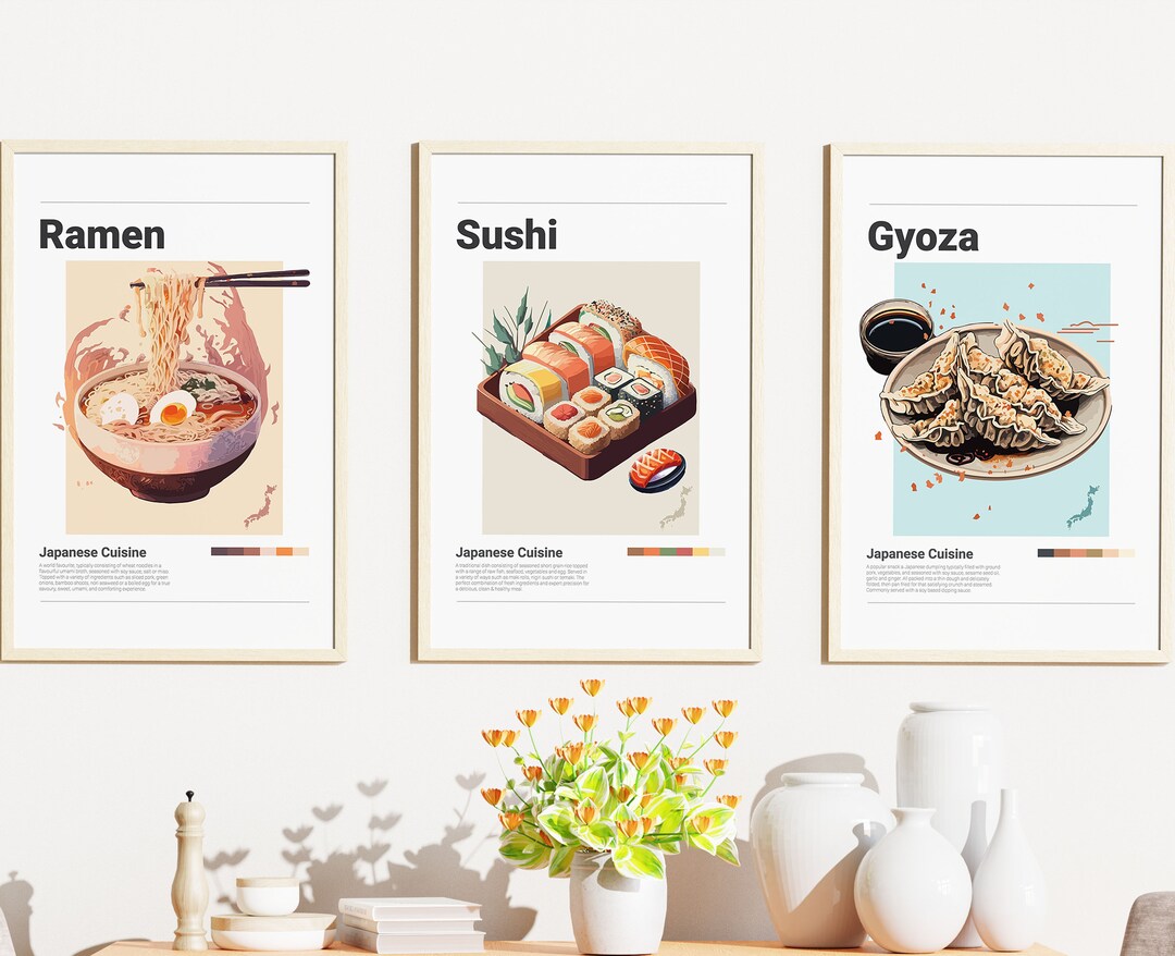 Japanese Food Poster Bundle Set of 3 Wall Art Decor - Etsy