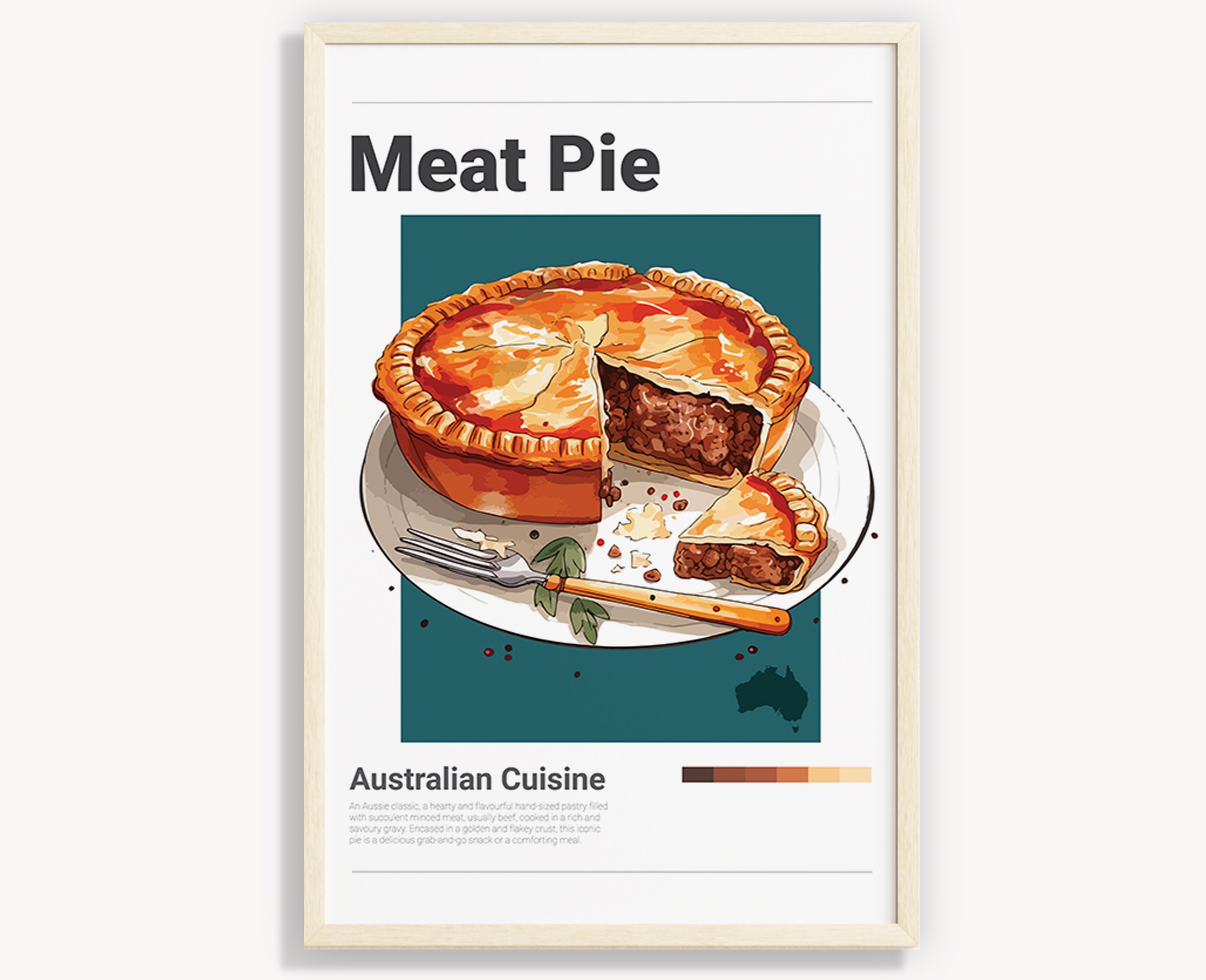 AUSTRALIAN MEAT PIE Poster Minimalist Wall Art Decor Digital Prints ...