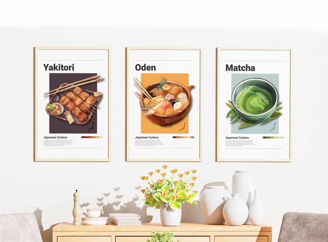 Japanese Food Poster Bundle | Set of 3 | Wall Art Decor | Minimalist ...