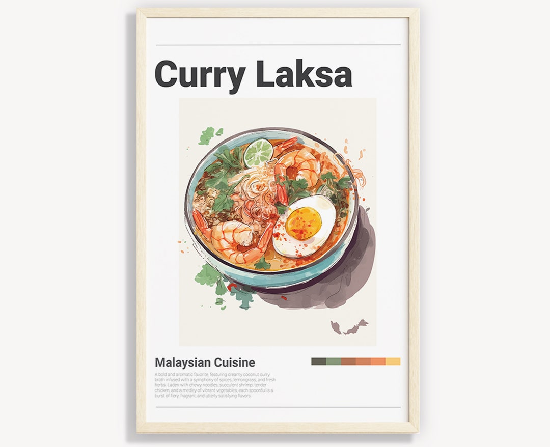 CURRY LAKSA POSTER Minimalist Malaysian Wall Art Decor - Etsy