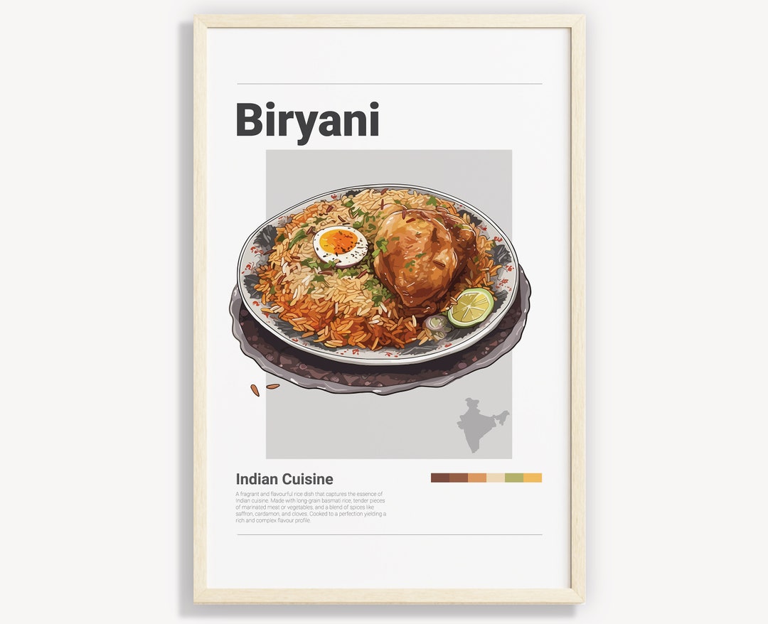 INDIAN BIRYANI POSTER | Minimalist Biryani Wall Art Decor | Digital ...