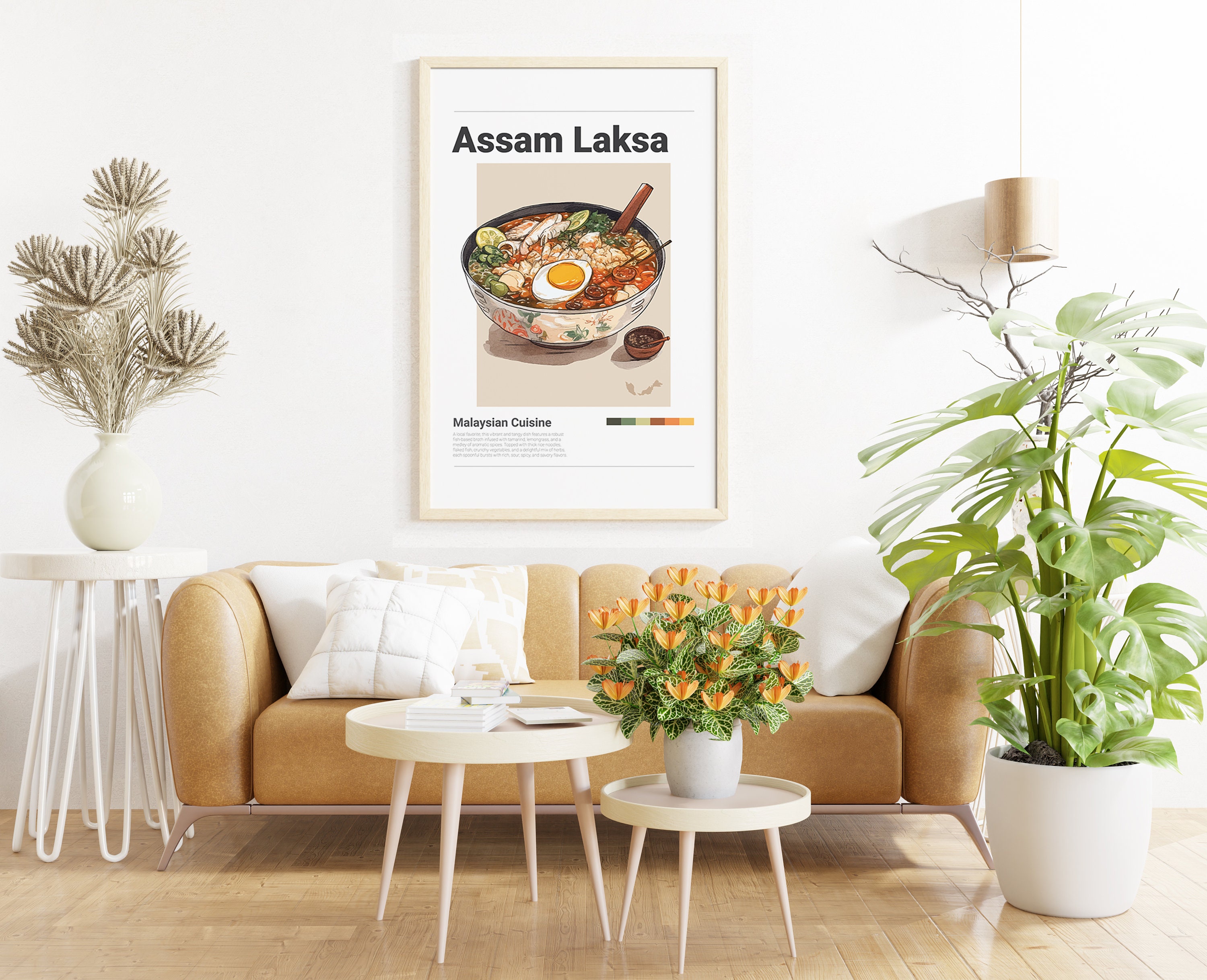 Minimalist Malaysian Assam Laksa Poster Wall Art Decor Digital Prints ...