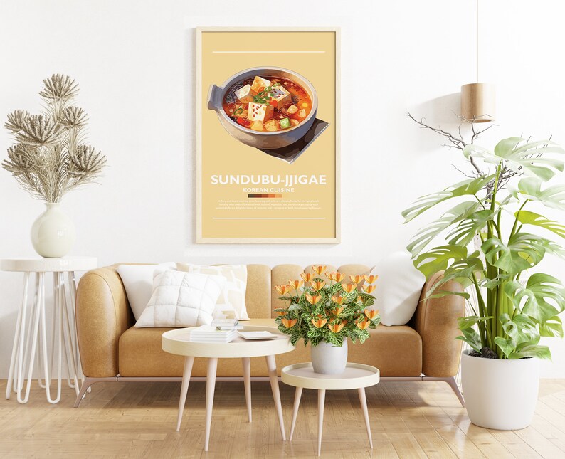 KOREAN SUNDUBU JJIGAE Minimalist Soft Tofu Stew Poster Wall Art Decor ...