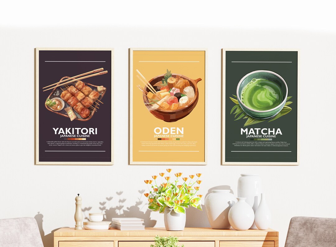 Japanese Food Poster Bundle | Set of 3 | Wall Art Decor | Minimalist ...