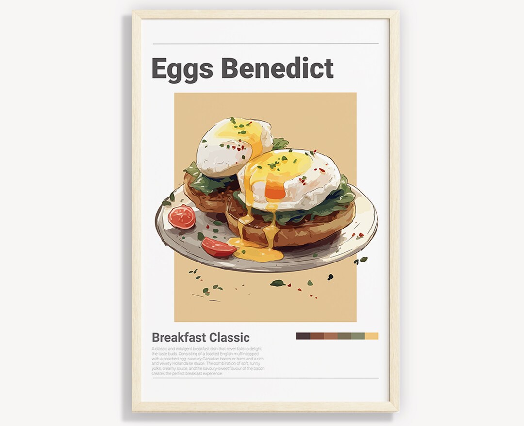 EGGS BENEDICT POSTER | Breakfast Poster | Minimalist Wall Art Decor ...