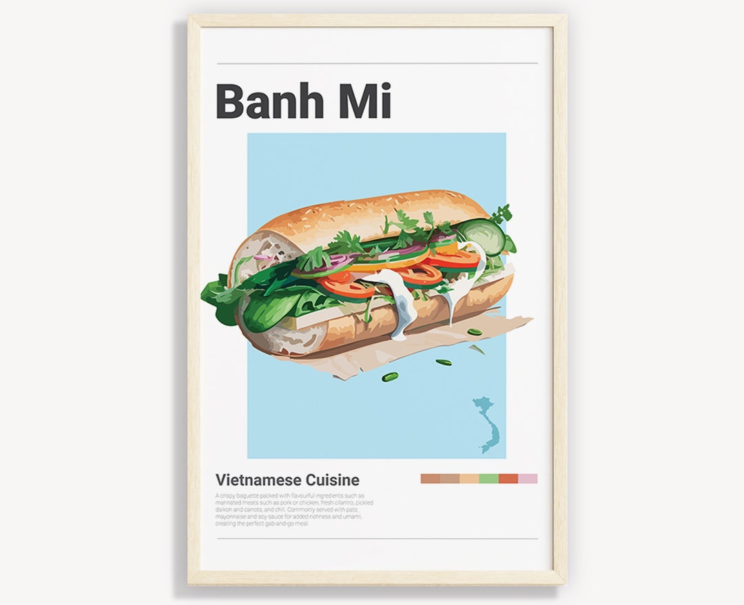 BANH MI POSTER Minimalist Vietnamese Wall Art Decor Digital Prints ...