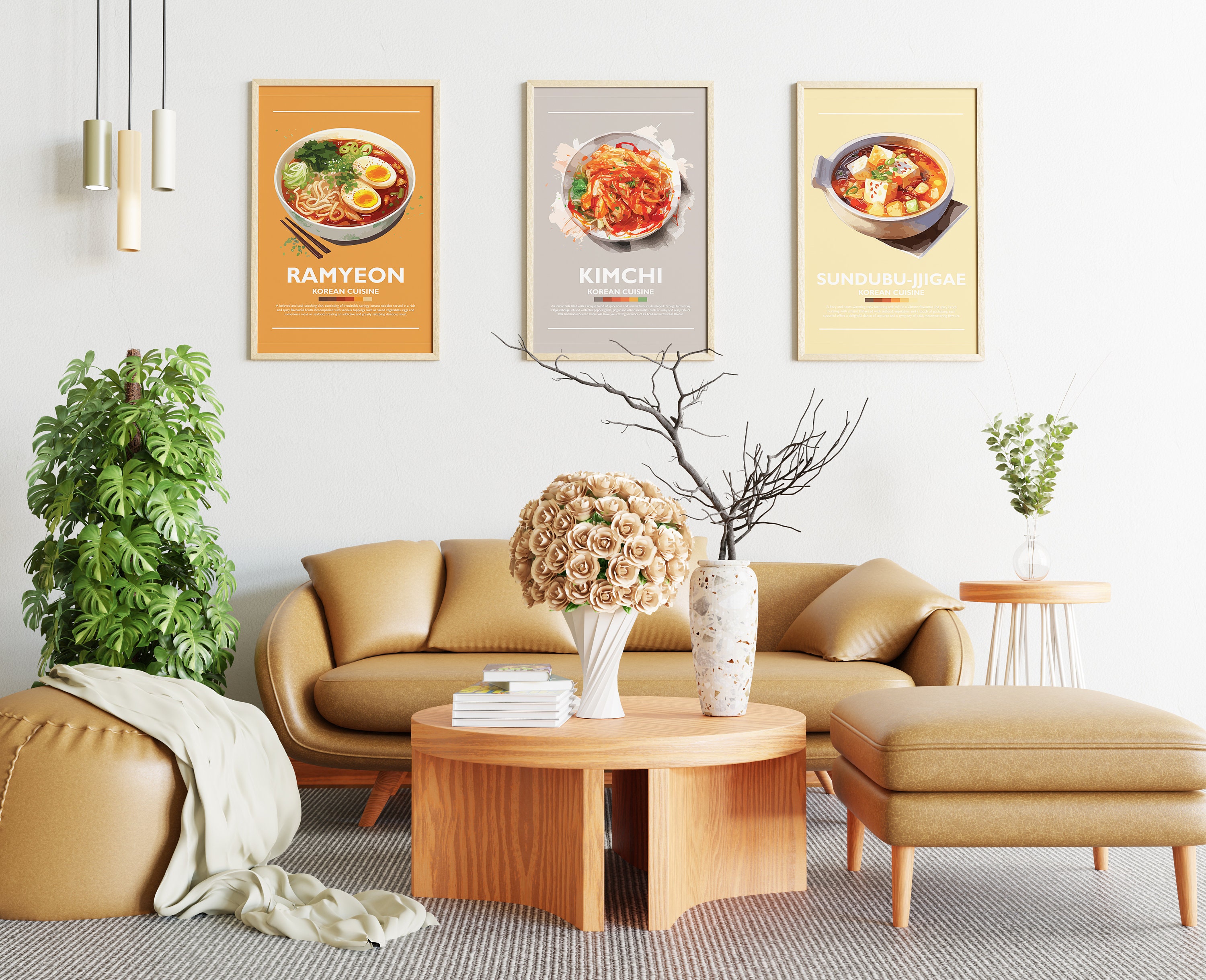 Set of 3 Minimalist Korean Food Poster Bundle | Wall Art Decor ...