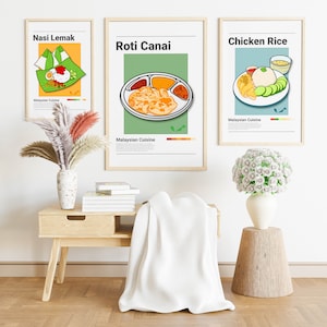 Malaysia Food Poster Bundle | Set of 3 | Wall Art Decor | Minimalist ...