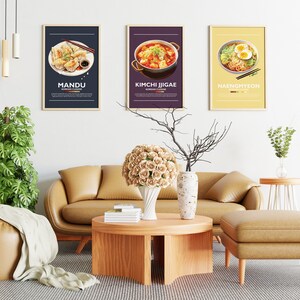 Set of 3 Minimalist Korean Food Poster Bundle | Wall Art Decor ...
