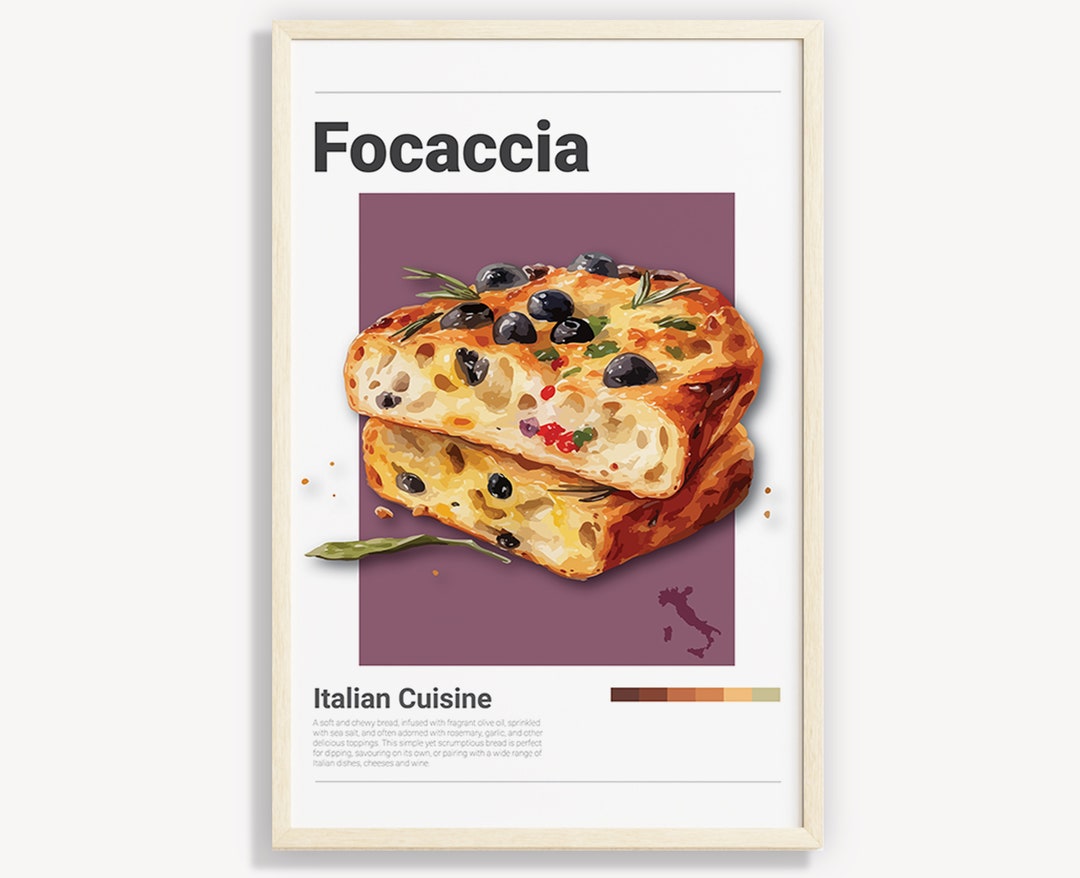 Italian Focaccia Poster Minimalist Wall Art Decor Digital - Etsy