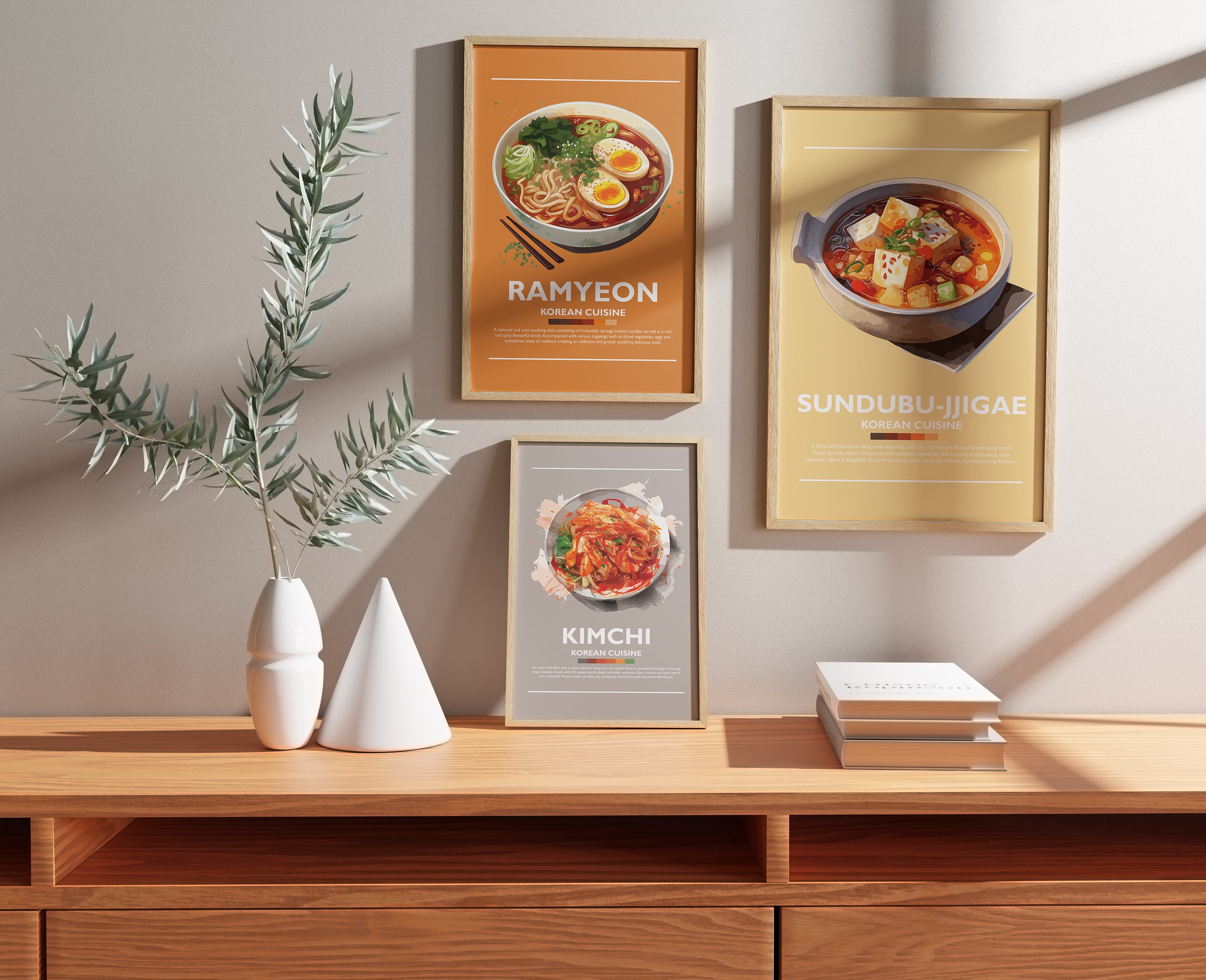 Set of 3 Minimalist Korean Food Poster Bundle | Wall Art Decor ...