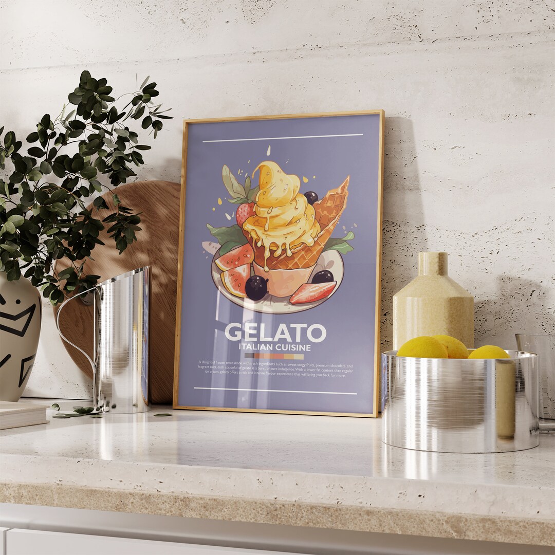 ITALIAN GELATO POSTER | Minimalist Wall Art Decor | Digital Prints ...