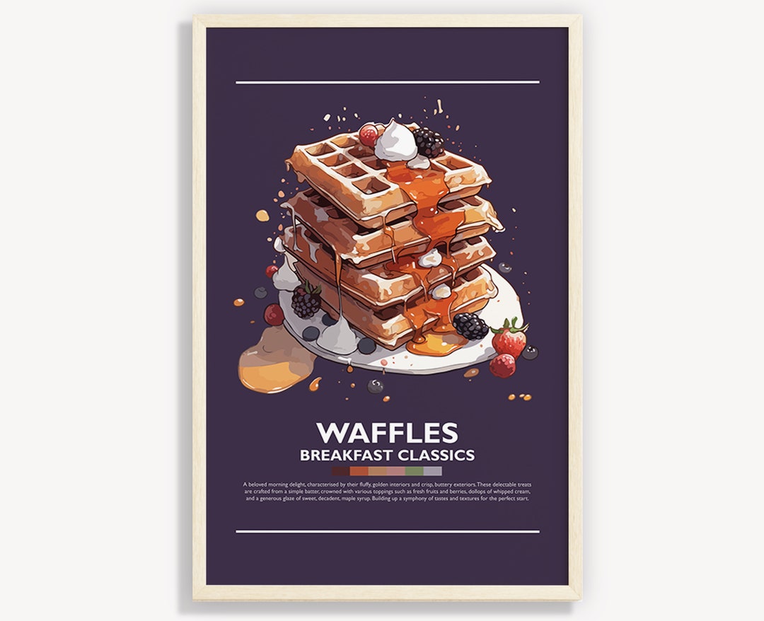 WAFFLES POSTER | Breakfast Poster | Minimalist Wall Art Decor | Digital ...