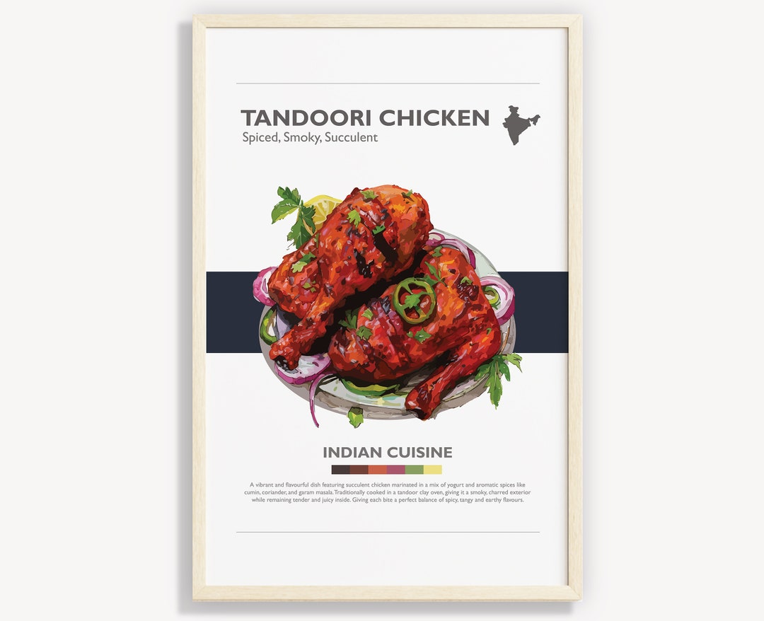 TANDOORI CHICKEN POSTER | Minimalist Indian Tandoor Chicken Wall Art ...