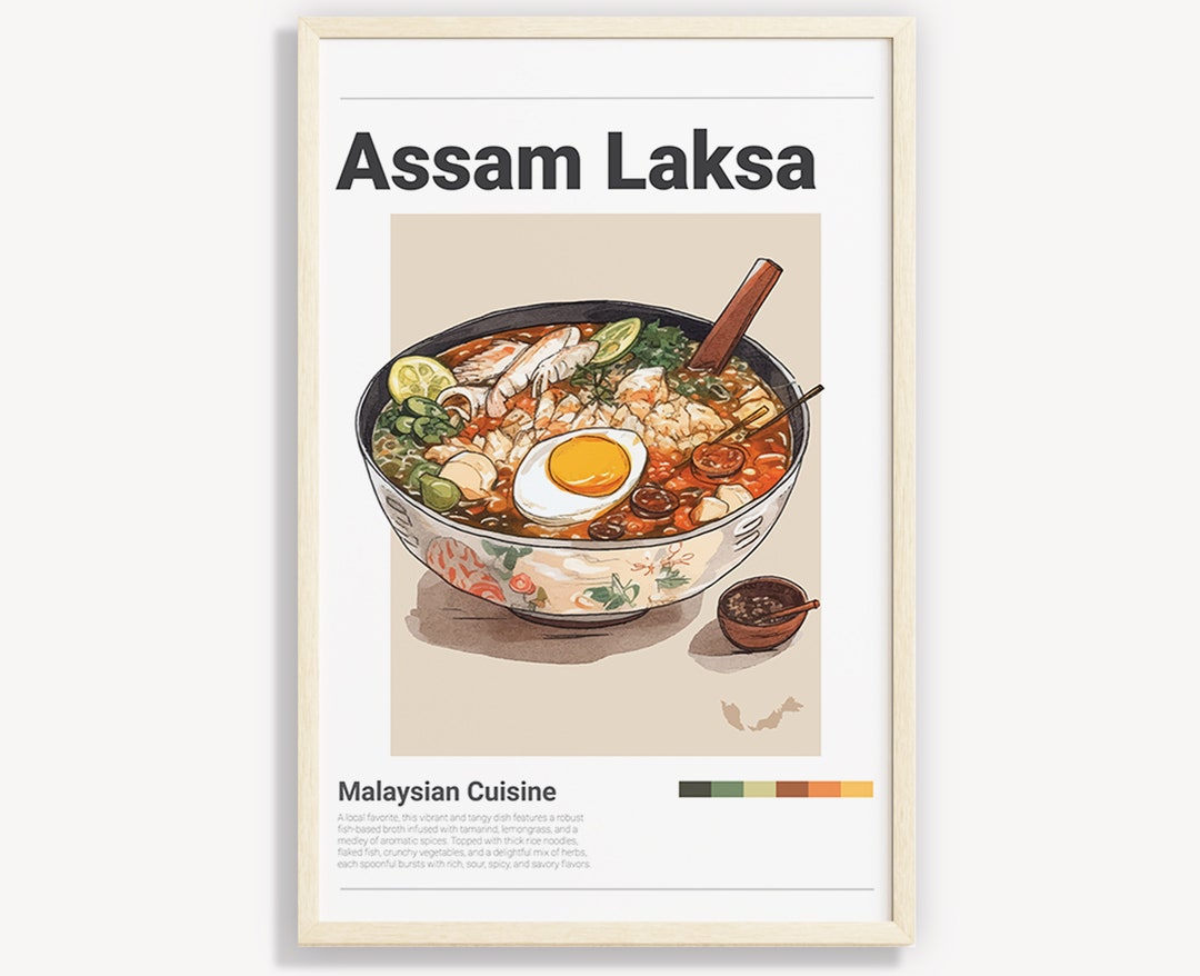 Minimalist Malaysian Assam Laksa Poster Wall Art Decor - Etsy