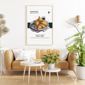 INDIAN SAMOSA POSTER | Minimalist Indian Samosa Wall Art Decor ...