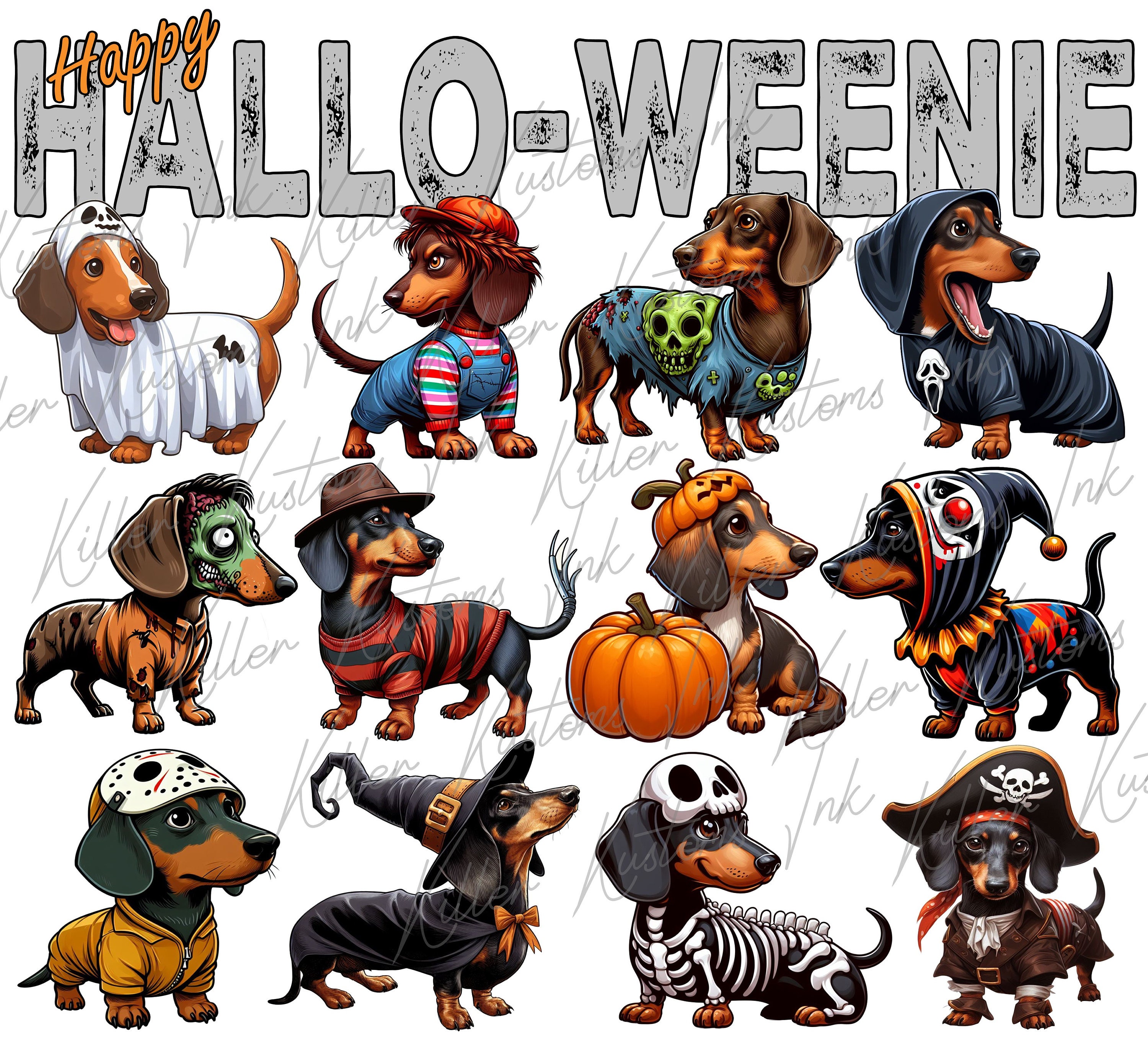 Happy Hallo-weenie Sublimation PNG, Dachshund in Costume Digital File ...