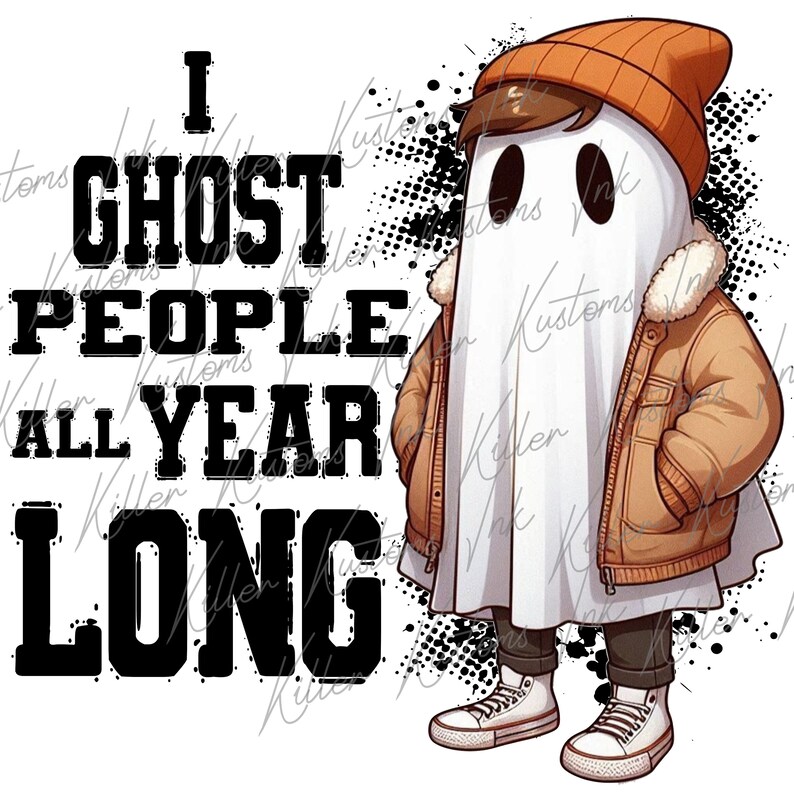 I Ghost People All Year Long PNG, Ghost in A Beanie and Jacket Digital ...