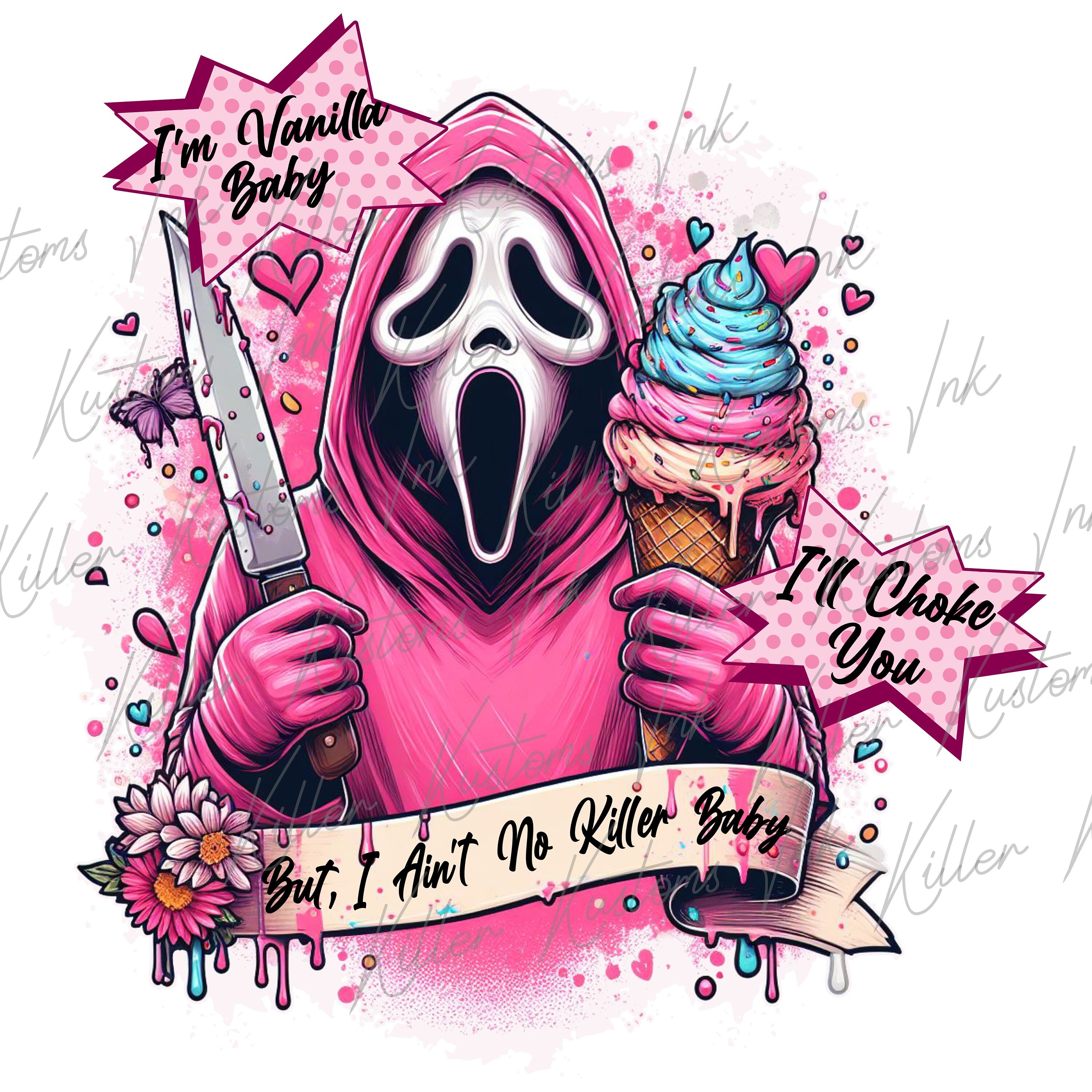 Scary Ice Cream Ghost PNG, Heart Ghost Valentines Digital Design, Funny ...