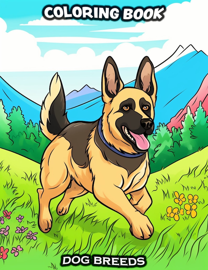 Dog Breed Coloring Book Kids Instant Download grayscale - Etsy