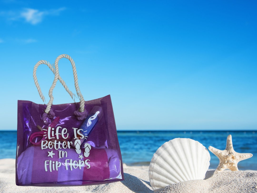 PVC Beach Bag Holiday Bag Transparent Bag Rope Handles Summer Beach Bag ...