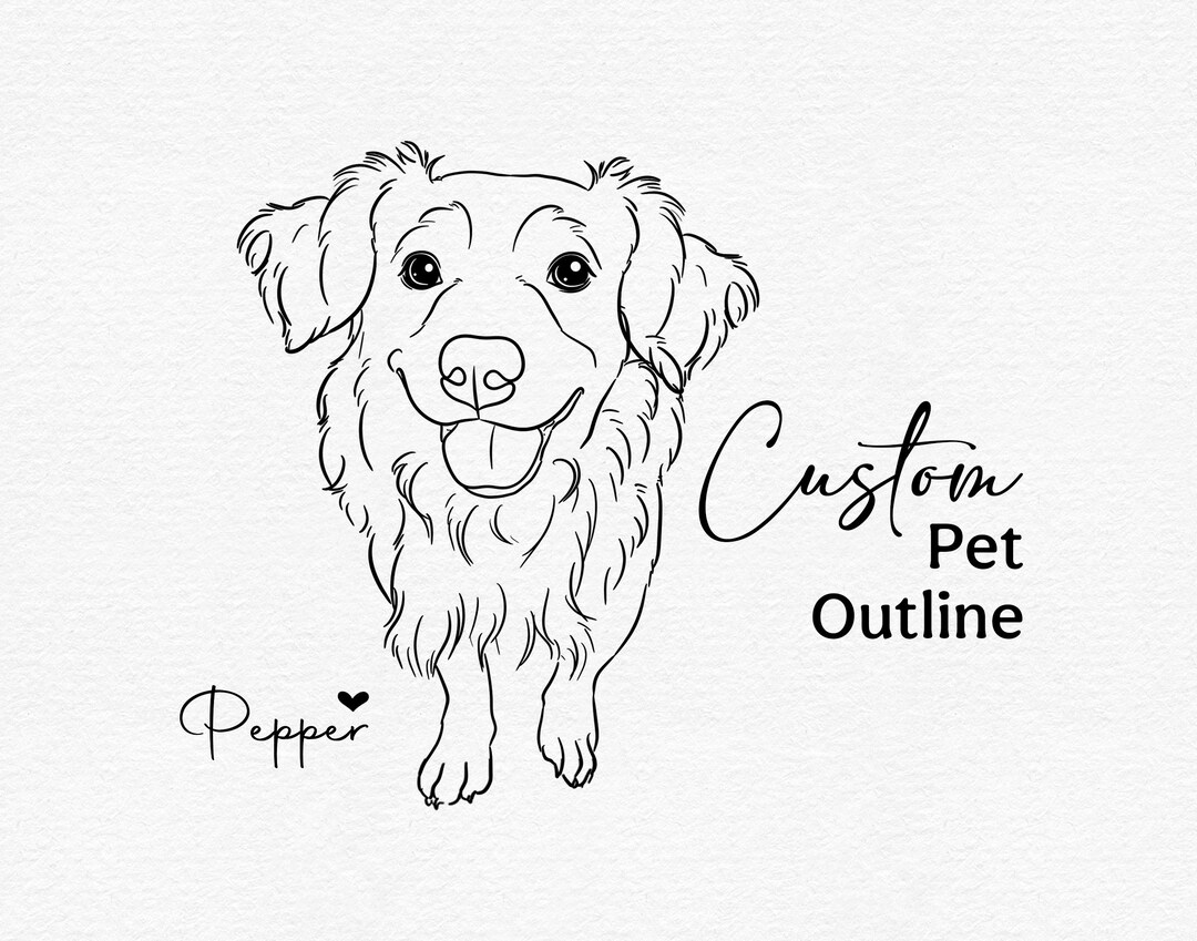 Custom Pet Line Drawing, Digital Pet Outline, Custom Pet Outline ...