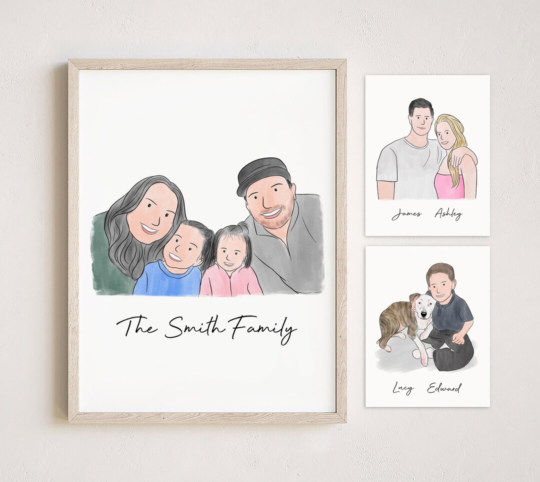 Watercolor Portrait, Family Portrait, Couple Painting, Gift for Him ...