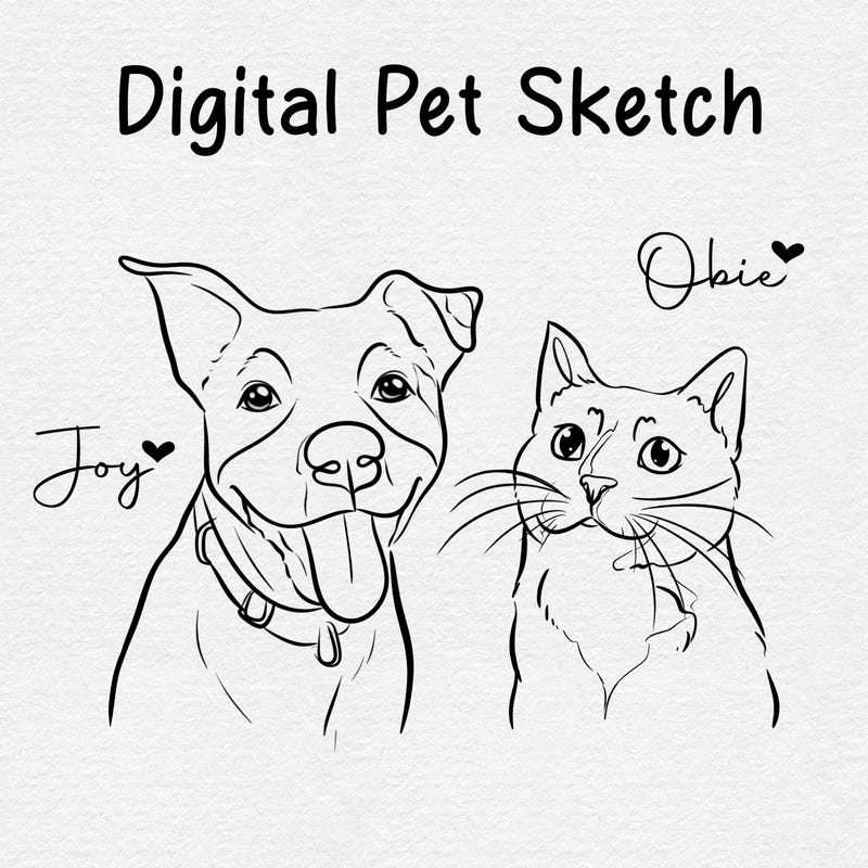 Dog Line Drawing - Etsy