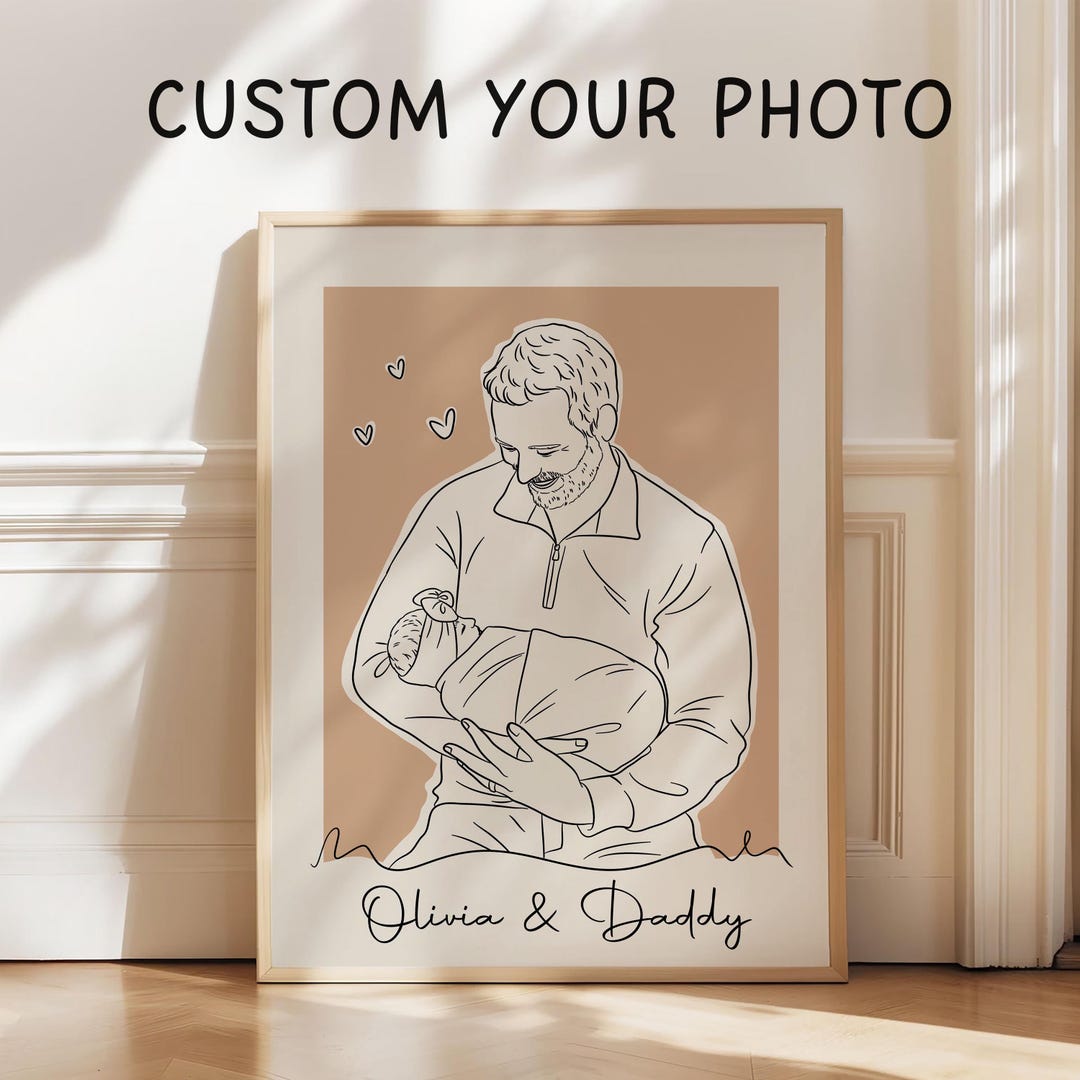 Custom Line Art, Custom Dad Line Drawing From Photo, Father's Day Gift ...