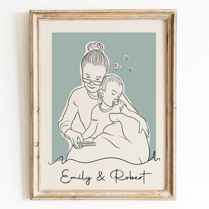 Custom Line Art, Grandma and Kids Line Art, Grandpa Portrait From Photo ...