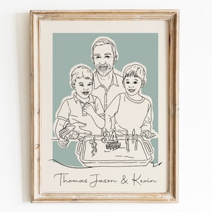 Personalized Line Art, Dad Line Art Portrait, Daddy Drawing From Photo ...