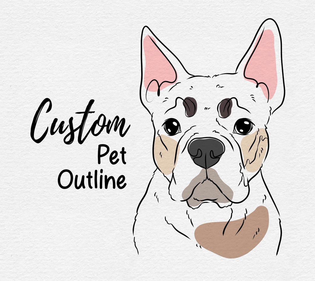 Personalized Dog Line Drawing, Face Sketch From Photo, Ear Outline, Pet ...