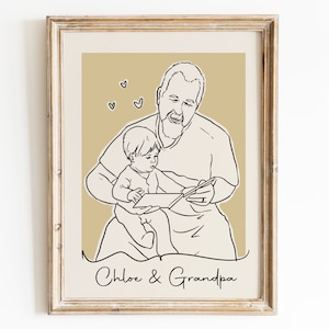 Personalized Line Drawing, Grandpa Line Drawing From Photo, Grandpa and ...