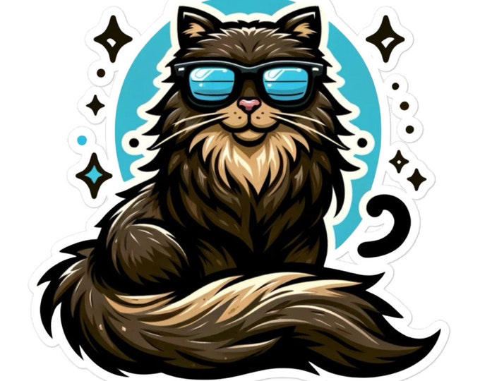 Cool Cat Sticker Black Cat Stickers Cat Funky Cat Groovy Cat Cartoon ...