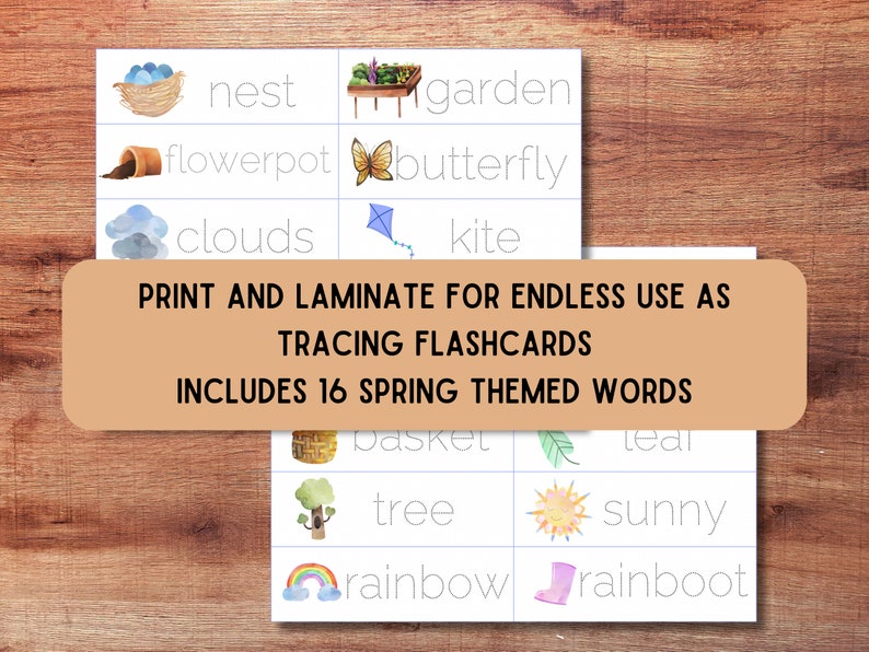 Spring Tracing Cards Printable, Low Prep Homeschool Activity, Spring ...