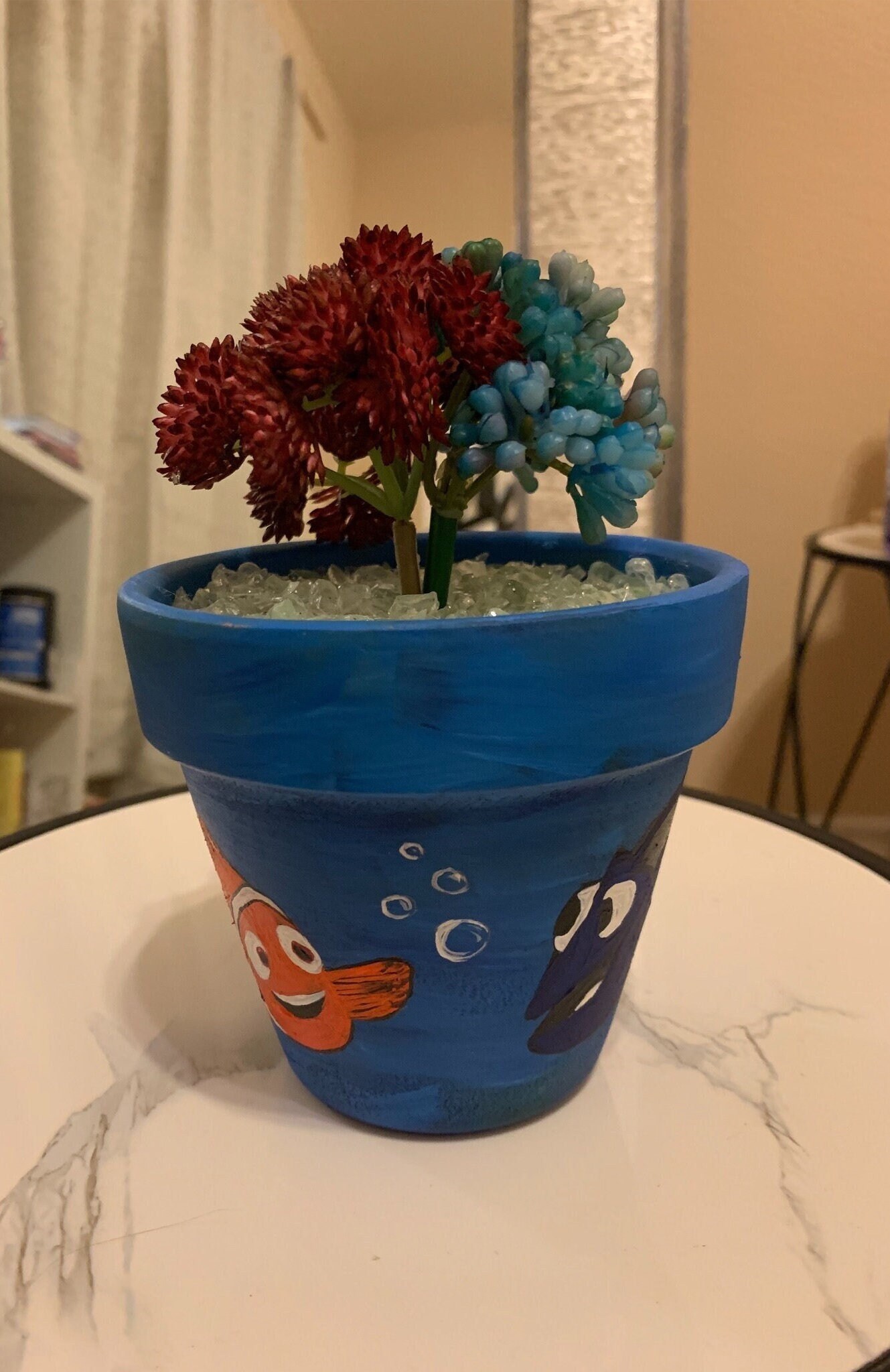 Flower Pot With Acrylic Painting of Nemo & Dory - Etsy
