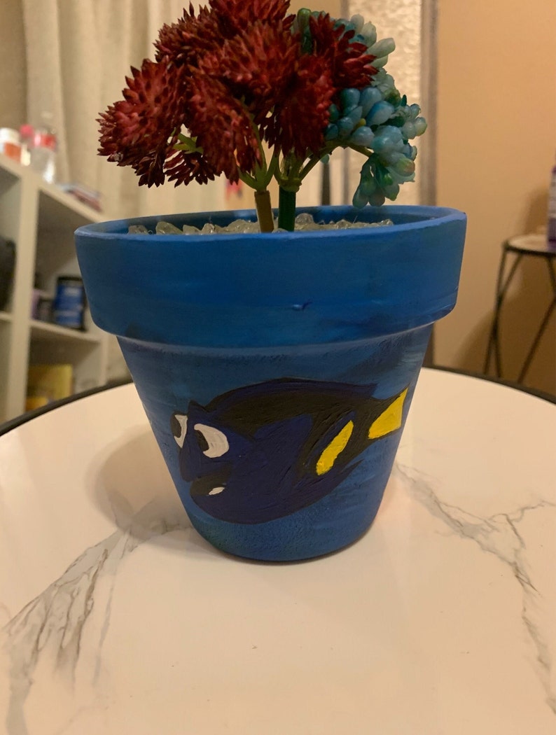 Flower Pot With Acrylic Painting of Nemo & Dory - Etsy