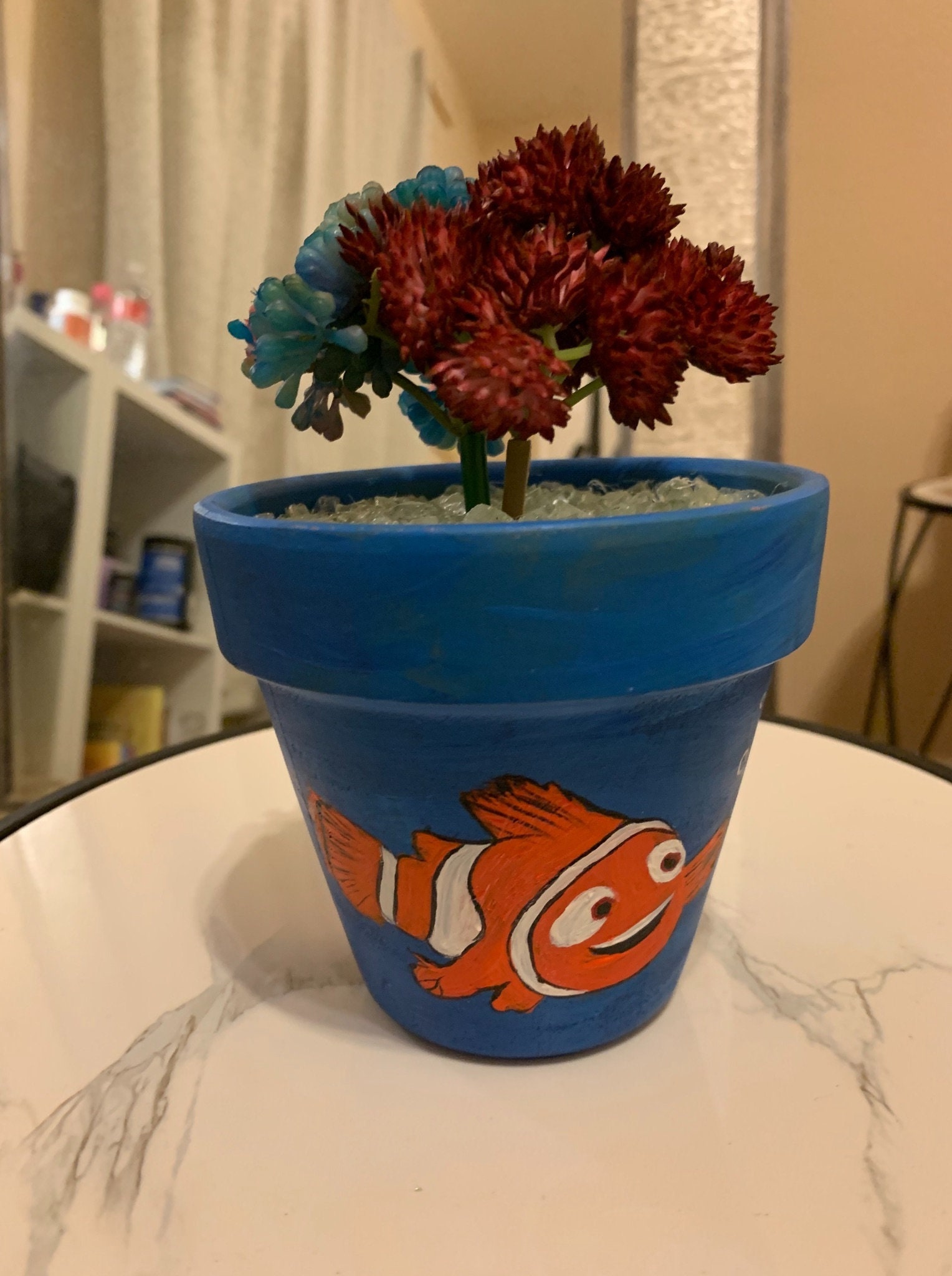 Flower Pot With Acrylic Painting of Nemo & Dory - Etsy