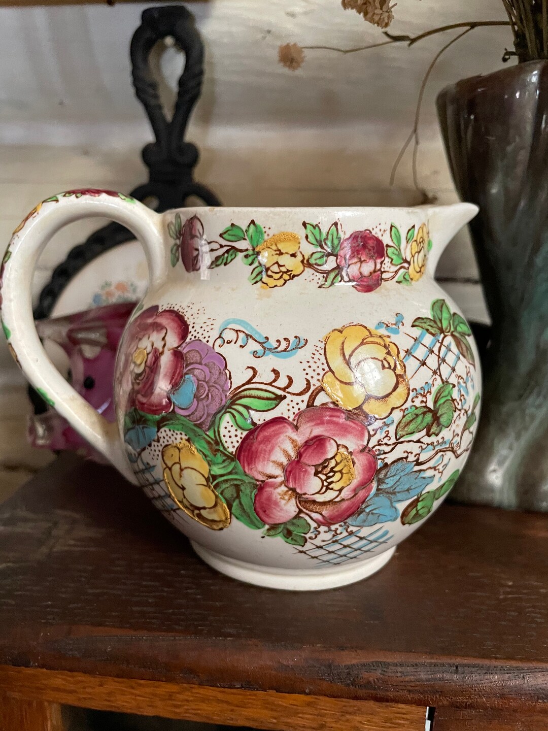 Vintage 1930s Sadler England Porcelain Floral Pitcher - Etsy