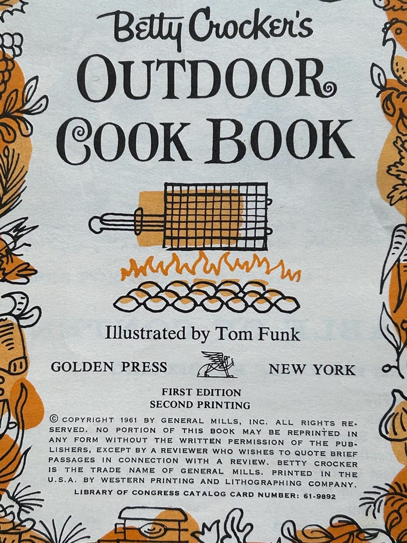 1961 General Mills Betty Crockers Outdoor Cookbook Vintage Book - Etsy