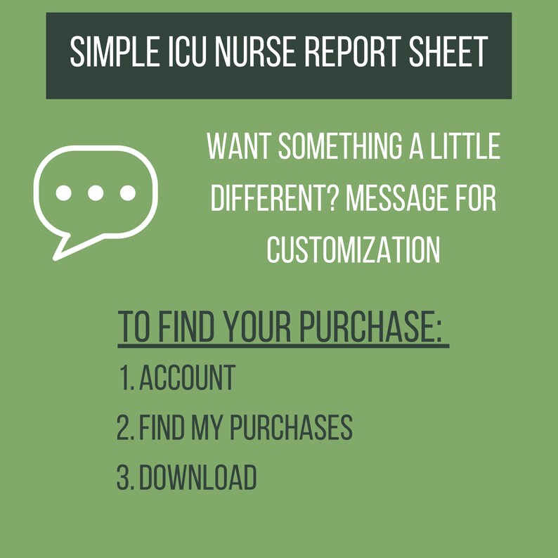 Simple ICU Nurse Report Sheet - Etsy