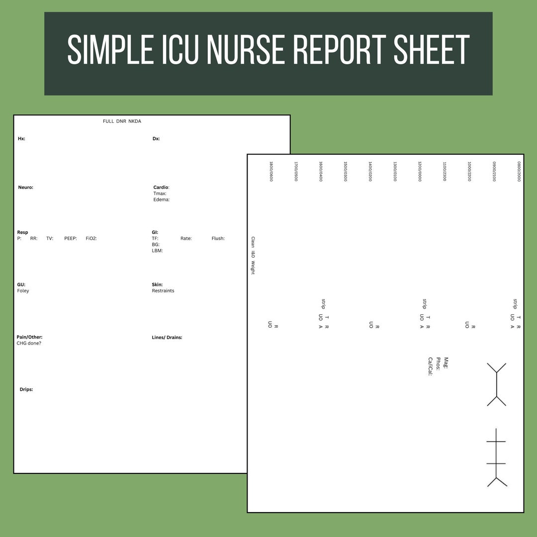 Simple ICU Nurse Report Sheet - Etsy