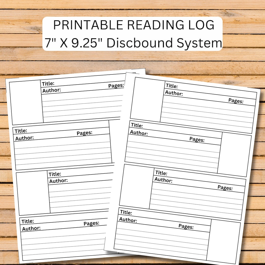 Printable Reading Log | Book Review Pages | Classic HP Size | Instant ...
